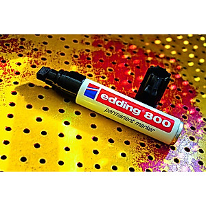 edding 800 permanent marker - black - 1 pen - chisel nib 4-12 mm - for bold markings - waterproof, quick-drying, smear-proof pens - for cardboard, plastic, wood, metal, glass and fabric