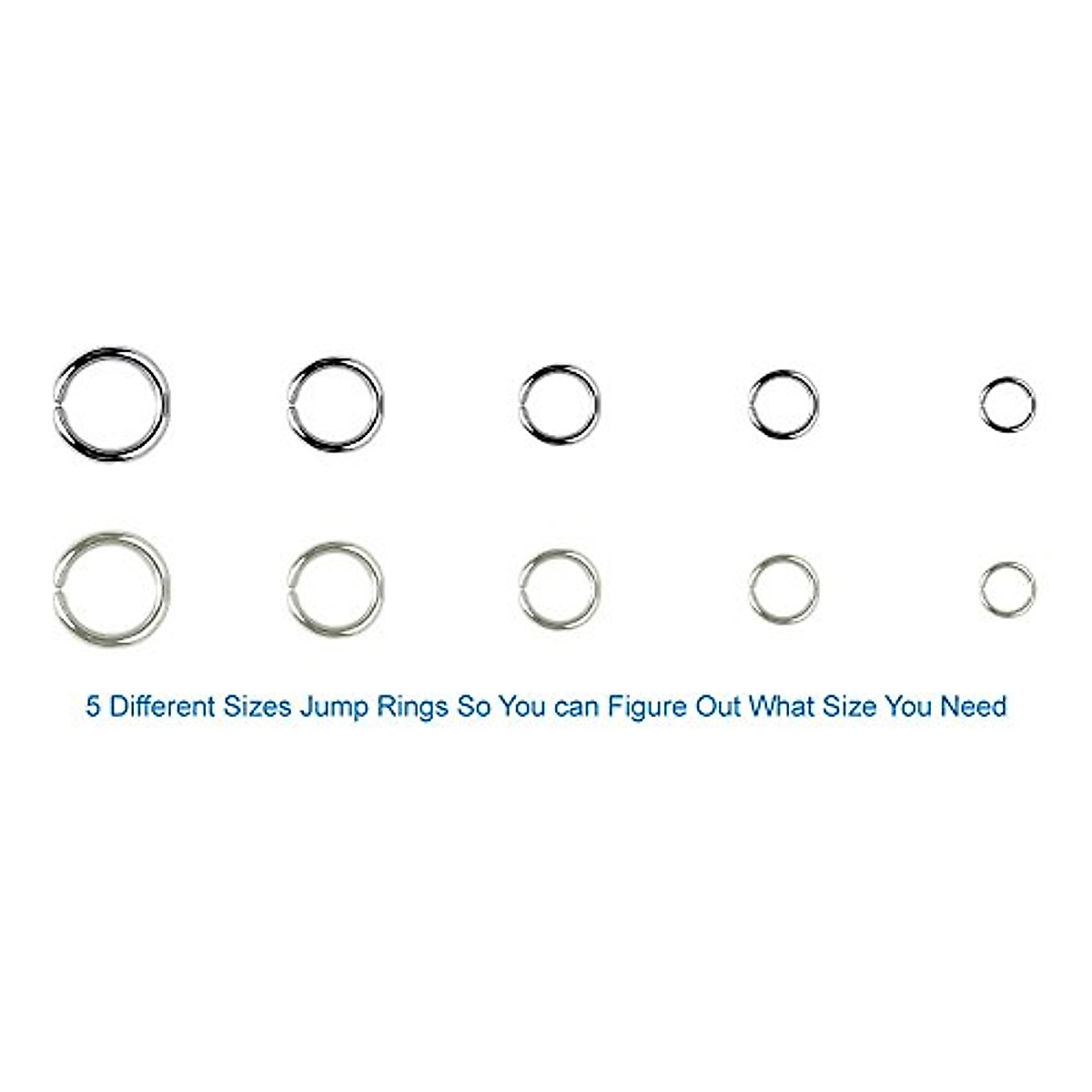 anezus Jump Rings for Jewelry Making Supplies with Jump Ring Pliers (1200Pcs Dull Silver and Bright Silver)