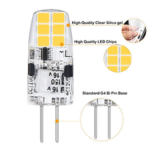 Hanbaak G4 LED Bulb, G4 12V Bi Pin Base 20W Halogen Bulb Replacement, Soft White 2700K Non-Dimmable, 10-Pack