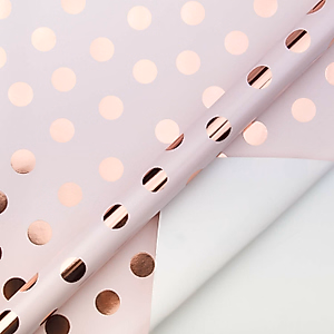 WRAPAHOLIC Wrapping Paper Roll - Pink Color with Rose Gold Foil Polka Dots Design for Birthday, Holiday, Wedding, Baby Shower Wrap - 30 inch x 16.5 feet
