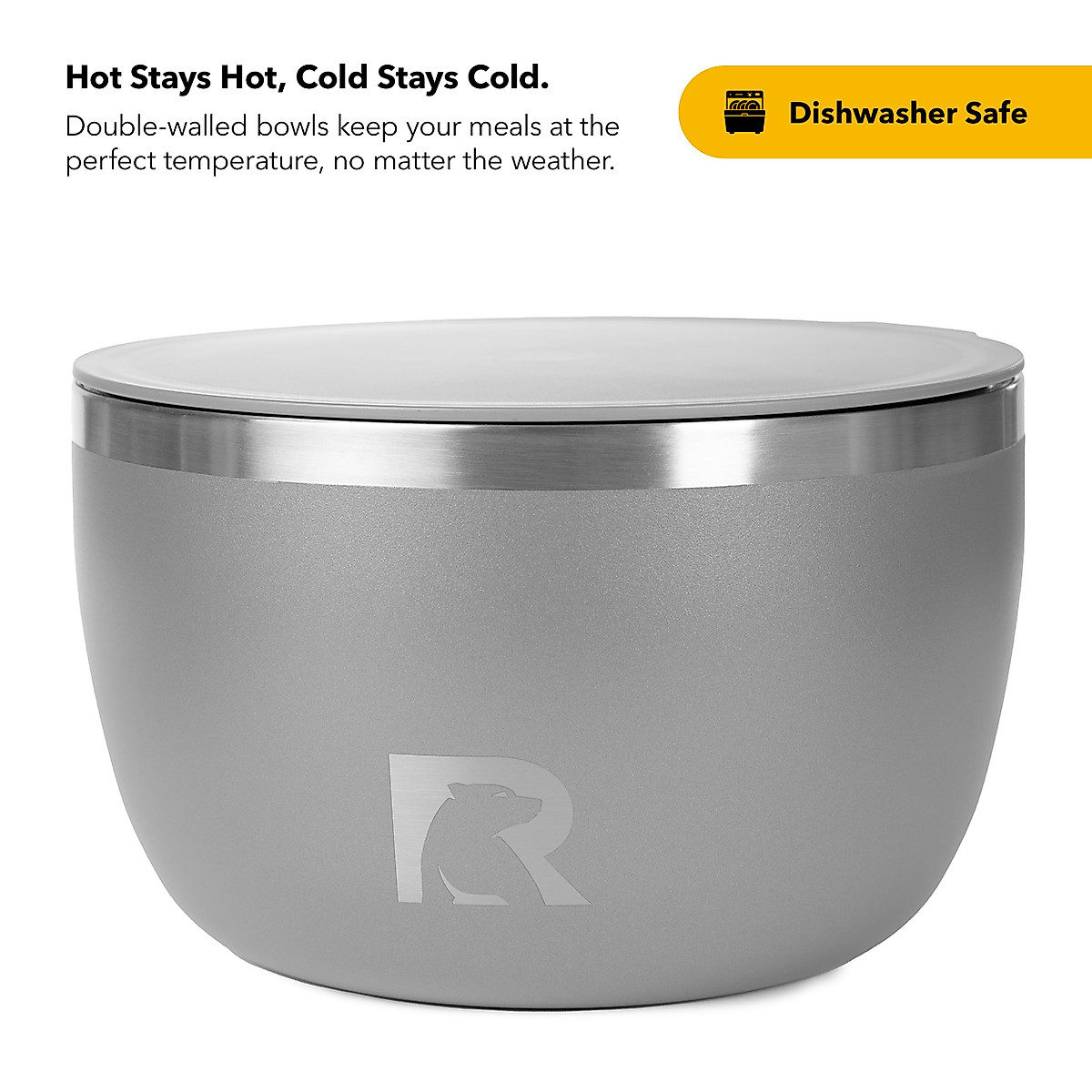 RTIC Anywhere Stainless Steel Bowl Set Of Two, Camping Bowls With Lids, Vacuum Insulated, Stackable Durable Outdoor Dinnerware, Non Slip, Dishwasher Safe, Dinner Outside, Campfires Travel, Graphite