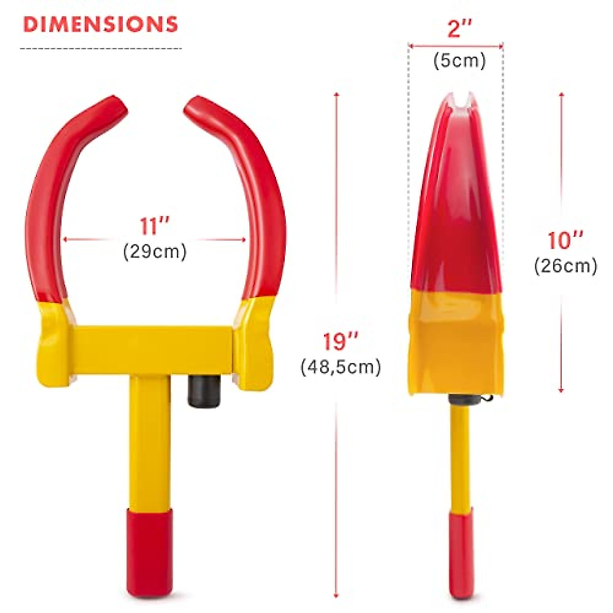 VaygWay Tire Clamp Universal Wheel Lock- Heavy Duty Security Metal Boot Stabilizer Anti Theft Wheel Chock Lock Car Trailer Wheel-Security Travel Locking Claw Auto- for Car Van Golf Cart SUV