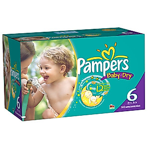 PampersBaby Dry Diapers Size 6 Economy Pack Plus, 140 Count