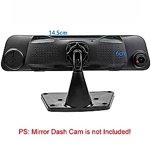 ANSHILONG Mirror Dash Cam Mount Arm with Back Plate Panel Dashboard Installation for Car DVR Instead of Strap (with 14.5 x 6cm Backplate)