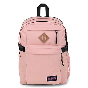 JanSport Main Campus Backpack - Travel, or Work Bag w 15-Inch Laptop Sleeve and Dual Water Bottle Pockets, Misty Rose
