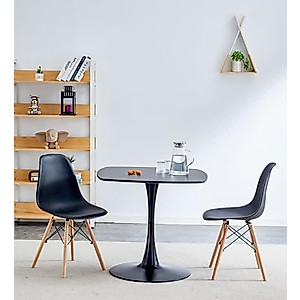 ATSNOW 31.5 in Black Square Pedestal Tulip Table, Mid Century Modern Dining Table for Small Spaces