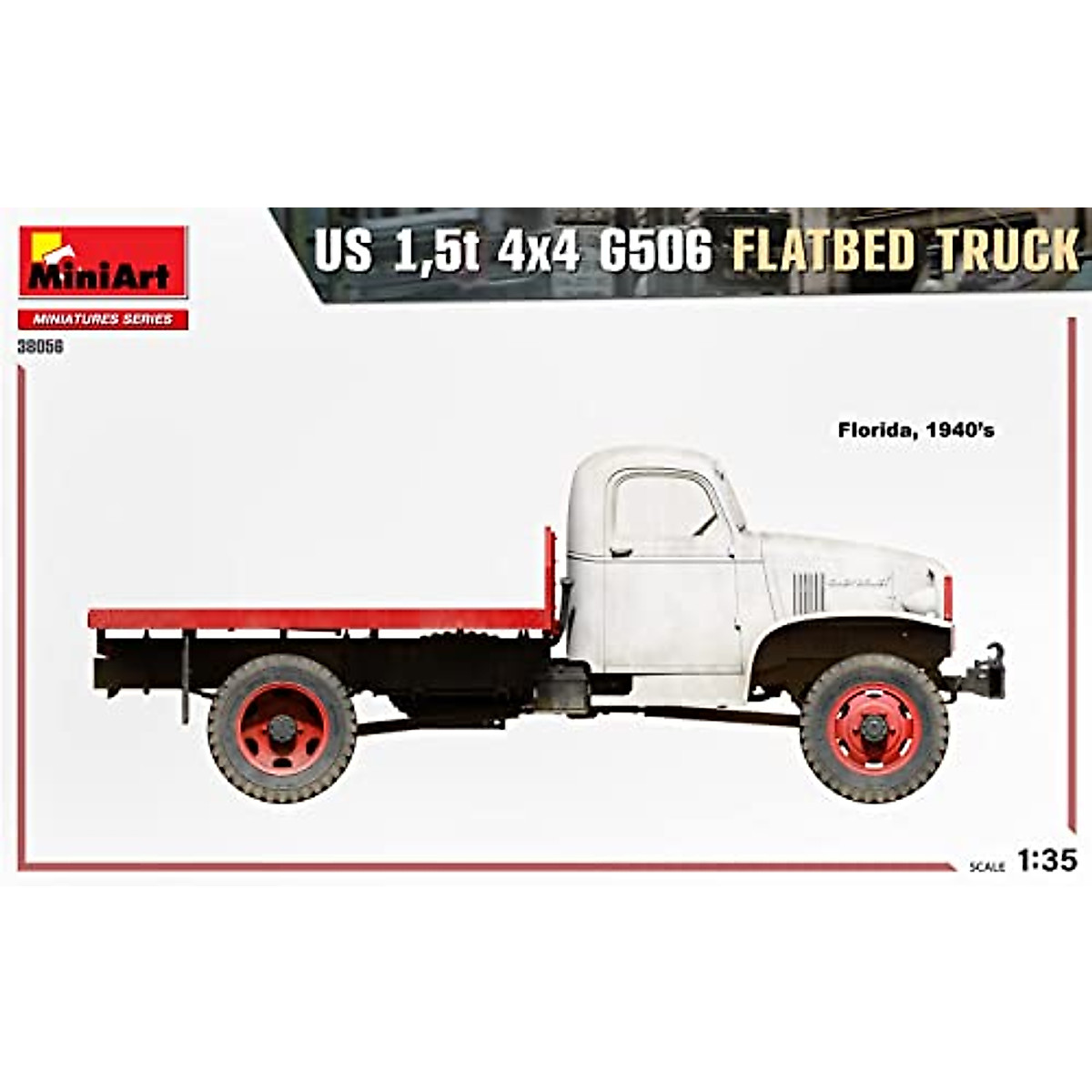 MiniArt MIN38056 1:35-US 1,5t 4x4 G506 Flatbed Truck, Molded Color