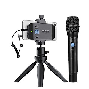 Wireless Microphone for Smartphone, Comica CVM-WS50(H) Handheld Microphone for iPhone/Android Phones Interview, Professional Recording Mic for Sing Video Vlog YouTube TikTok Facebook Livestream