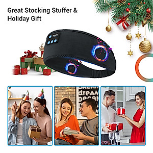 Yontune Sleep Headphones Wireless Bluetooth - Sleep Headphones with White Noise and Ultra-Thin HD Speakers Bluetooth Headband for Sleeping Workout Insomnia Meditation Great Tech Gifts (Black)