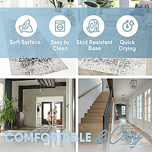 MICRODRY - Runner Rug! Low-Profile Design for a Sleek, Bulk-Free Look. Machine Washable, Stain-Resistant, Skid-Resistant Backing, Ideal for Bedroom Hallway, Kitchen, or Entryway, 2x7, Tara (Grey)