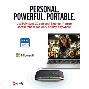 Poly Sync 20 USB-A Personal Portable Smart Speakerphone (Plantronics) - Connect to Mobile via Bluetooth, PC/Mac via Included USB-A Cable - Noise/Echo Reduction - Works w/Teams, Zoom - Amazon Exclusive