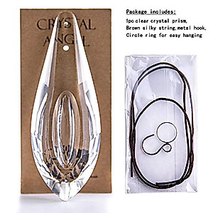 YU FENG 5inch Large Suncatcher Prism Pendant Horse-Eye Shape Clear Faceted Crystal Drop Rainbow Maker Window Garden Hanging Decoration Ornament(120mm)