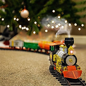 Premium Quality 15 Piece Classic Toy Train Set for Kids with Light, Smoke, Realistic Sounds, Tracks, Locomotive Rail Set Great Toy for Kids for Christmas Decoration