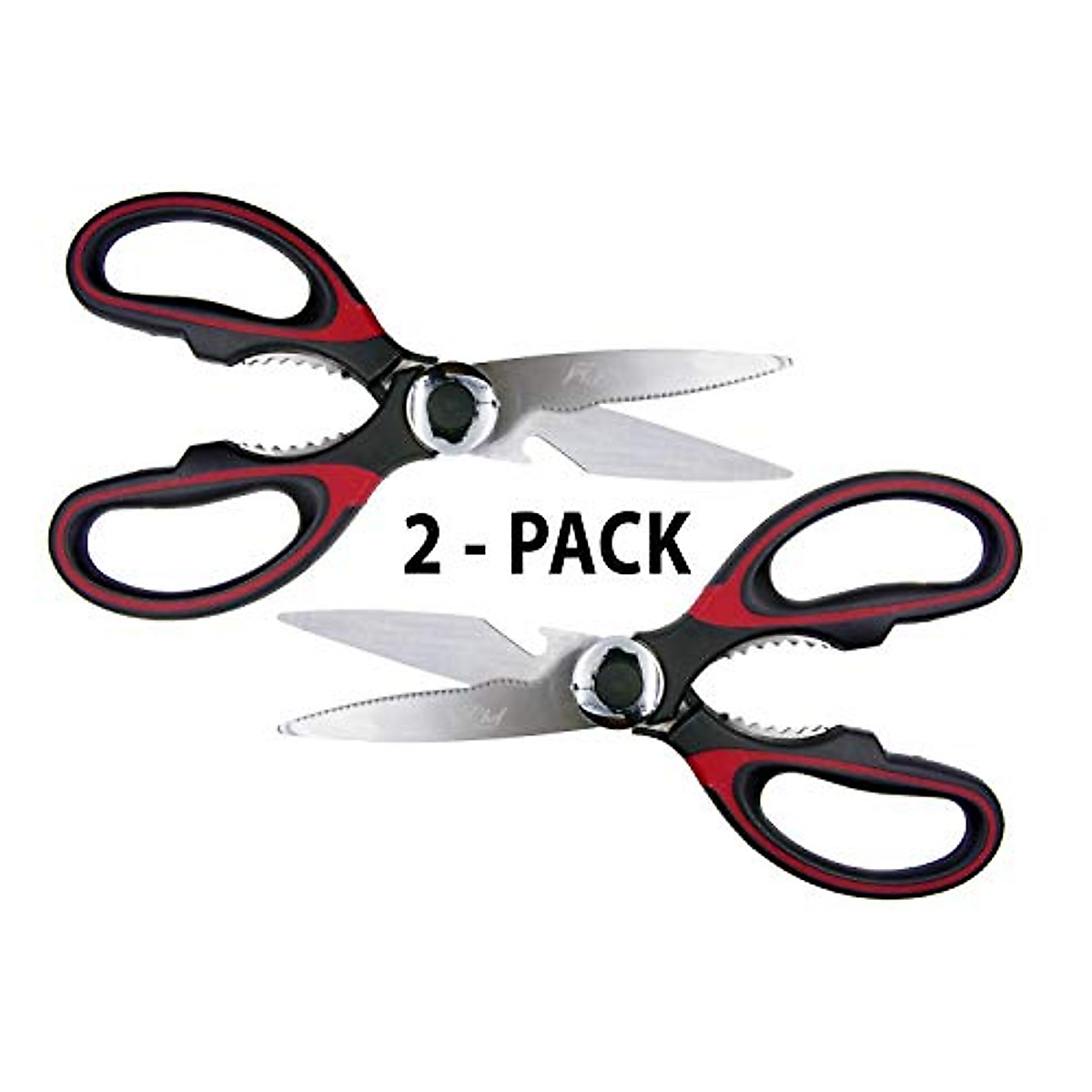 Kitchen Shears, Chef Scissors, Poultry Shears, Meat Shears, Kitchen Scissors with Premium Stainless Steel Blades & Sure-Grip Ergonomic Handles (Red 2-Pack)