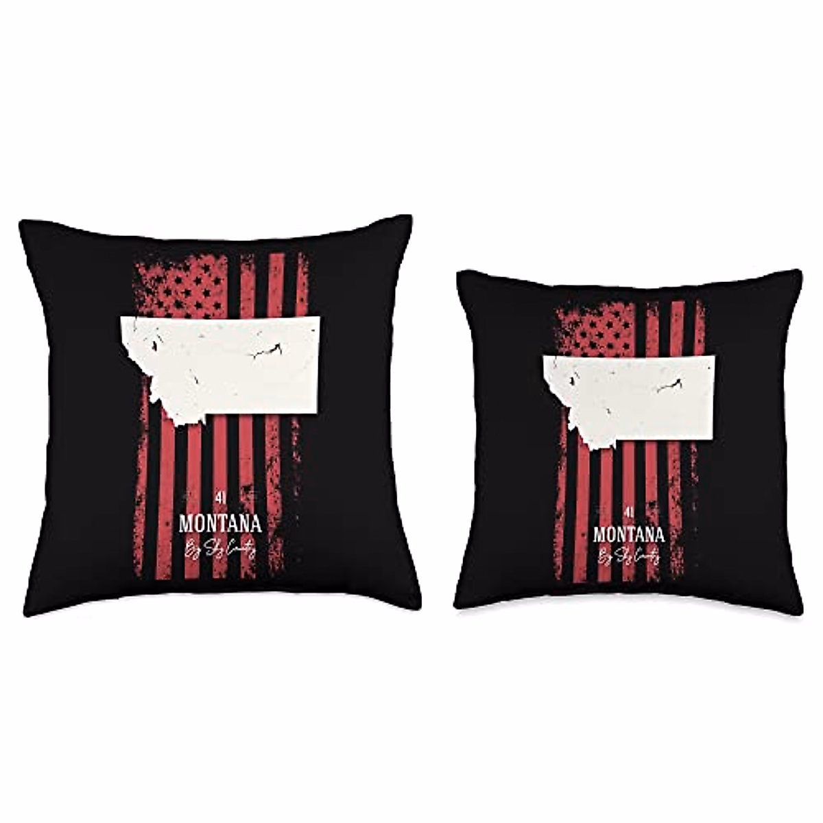 Montana State Map USA Throw Pillow, 18x18, Multicolor