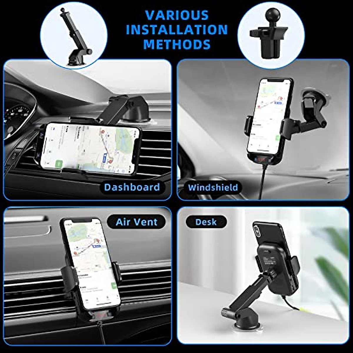 Magift Bluetooth FM Transmitter for Car - 3 in 1 Bluetooth Car Adapter with Phone Holder Supports QC3.0 Charging,Stronger Microphone & Enhanced FM Transmission are Built in Car Bluetooth Adapter