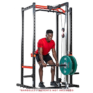 Sunny Health & Fitness LAT Pull Down Attachment Pulley System for Power Racks – SF-XF9927