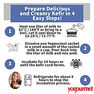 Yogourmet Kefir Starter (12 Pack Bulk Version) - Make Kefir at Home - Starter Culture - All Natural, Gluten Free, Kosher, Halal - 3 g Sachets