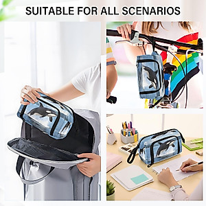 Emelivor Orca Whale with Ocean Pencil Case Large Capacity Pencil Pouch Bag with Compartmens Pen Bag Case with Zipper Stationery Bag Pencil Organizer for School Office Men Women Adults