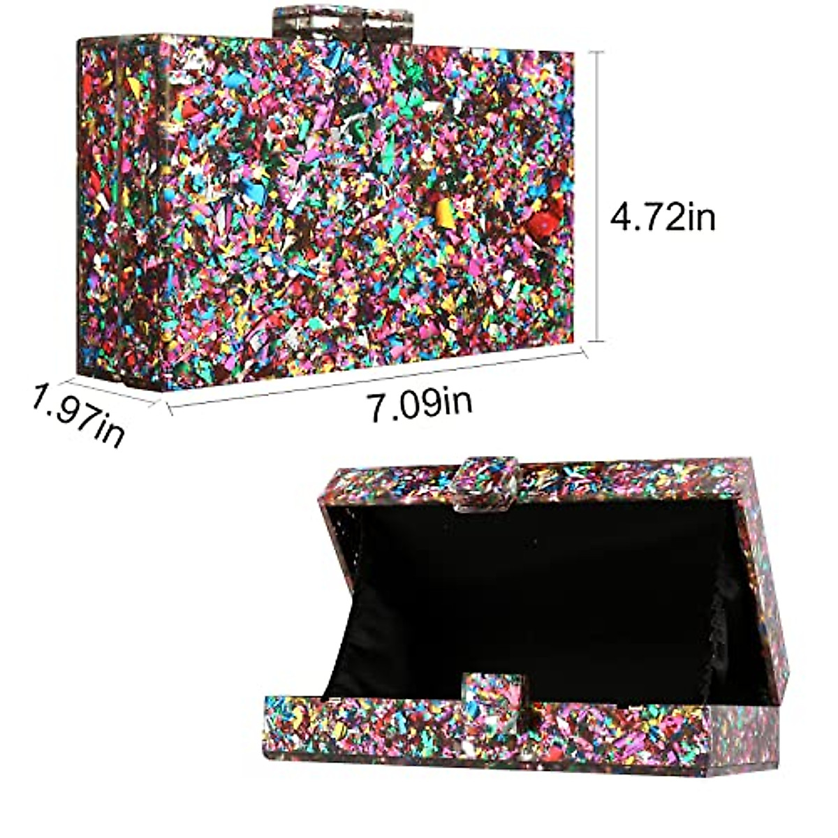 Acrylic Purses and Handbags for Women Multicolor Perspex Geometric Patterns Box Clutch Elegant Banquet Evening Crossbody Handbag (Multi-colored)