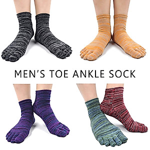 Artfasion Men's Toe Socks Cotton Fun Casual Athletic Running Ankle Five Finger Crew Socks 5 Pair