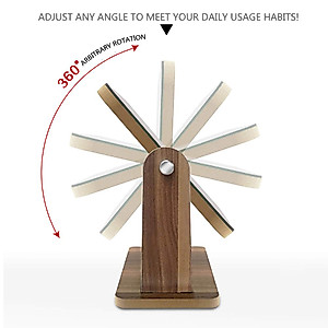 YOOMEISHALY Wooden Desk Mirror 360 Degree Swivel Mirror Single-Sided Makeup Table Mirror, Portable Removable Countertop Private Room High-Definition Make Up Mirror (X-Large), Wood Grain