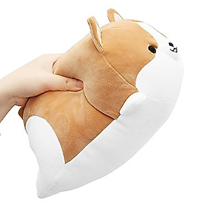 Levenkeness Corgi Dog Plush Pillow, Soft Cute Shiba Inu Akita Stuffed Animals Toy Gifts (Brown, 11.8 in)