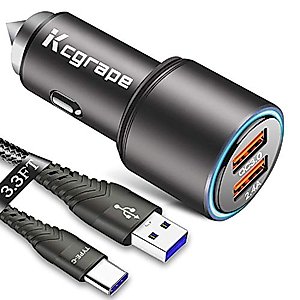 30W Fast Car Charger for LG K51 Q70 Wing K92 5G G8X G8 G7 V40 V50 V35 V60 Thinq,Stylo 6 5 5X 4,Q7 Plus,V30,Oneplus 10 Pro 5G/9 8 7T/Nord N200 N100,TCL 20S,2Port USB Adapter:Quick Charge 3.0+ Cord