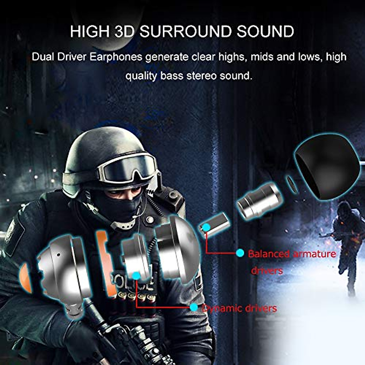 TIMMKOO Wired Earbuds Dual Drivers Phone Earbuds with Mic Bass Earphone with Microphone Noise Isolating for iPhone Android Smartphones Tablets Laptop Orange