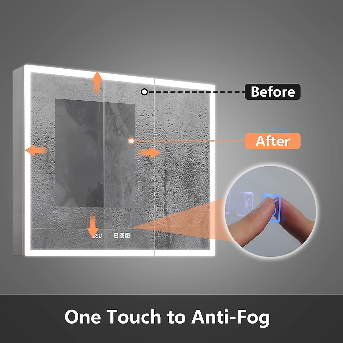 ExBrite Lighted Medicine Cabinet 36x30 Inch,Recessed or Surface led Medicine Cabinet, Clock&Room Temp Display,Defog,Stepless Dimming,Medicine Cabinet with Lights 3-Color Temper Chang, Outlets & USBs