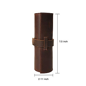 KINIVA Leather Pencil Case Organizer for Adults,Cool Pencil Pouch for Men Women, Suitable for School Office Workshop(Brown)