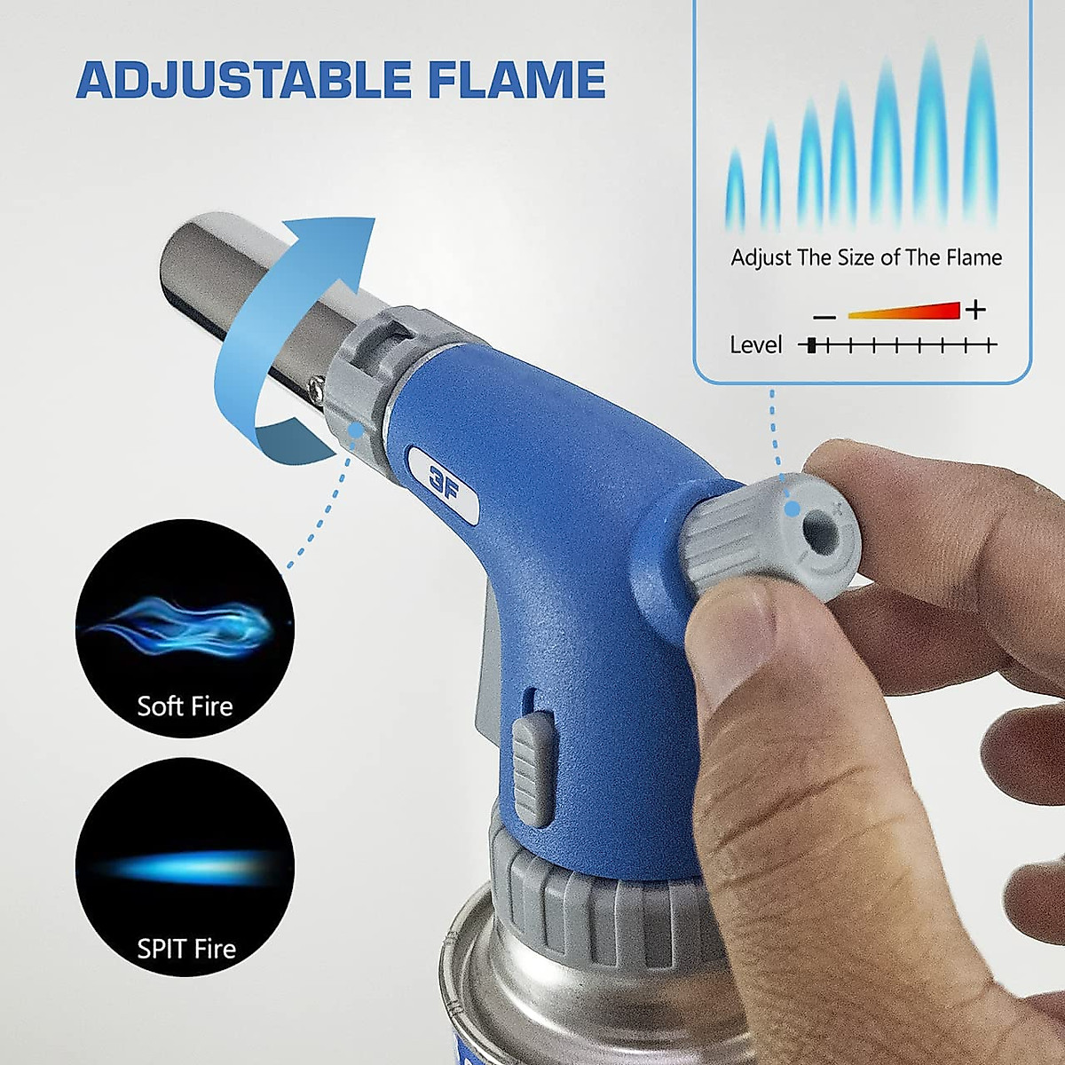 3F Culinary Professional Torch + 4 Butane Canisters Included Cooking Torch Baking Searing Campfires Charcoal Grills Camping Butane Fuel