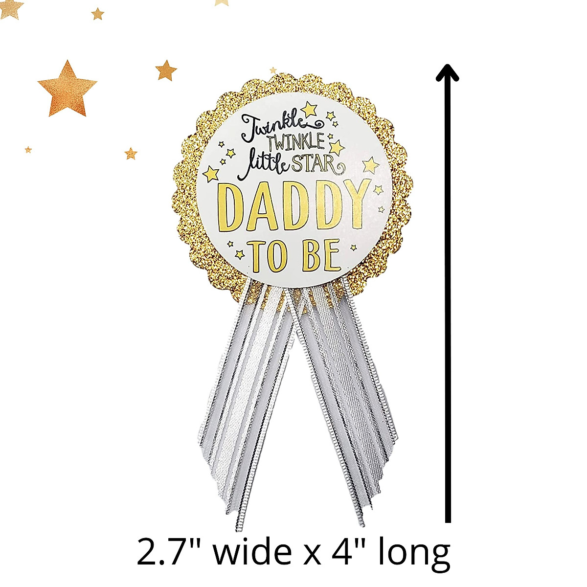 Mommy to Be & Daddy to Be Pin Twinkle Little Star Baby Shower Pin for parents to wear, White & Gold, It's a Girl, It's a Boy Baby Sprinkle