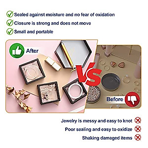 Msoesticc.dl 24Pcs 3D Floating Display Case, Transparent PE Film Jewelry Storage Box for Ring Earring Necklace Bracelet - Dustproof & Portable (3.5 x 3.5 x 0.8 Inches)