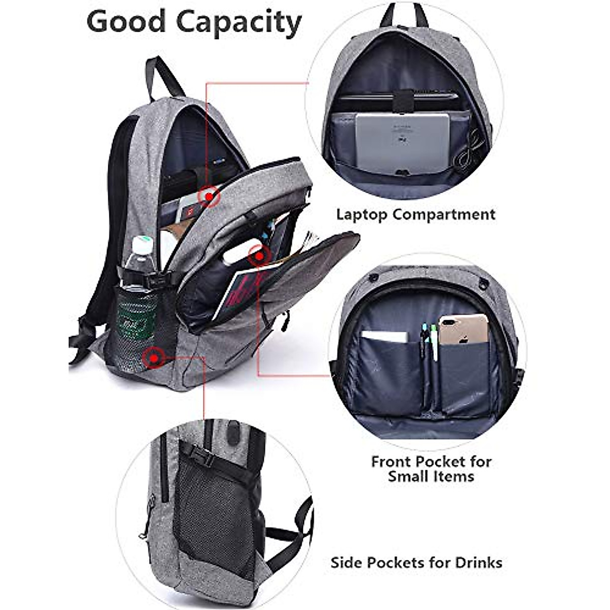 adorence Basketball Backpack with Ball Compartment(Ball Net, Water Resist) Soccer Bag/Volleyball Backpack- Grey