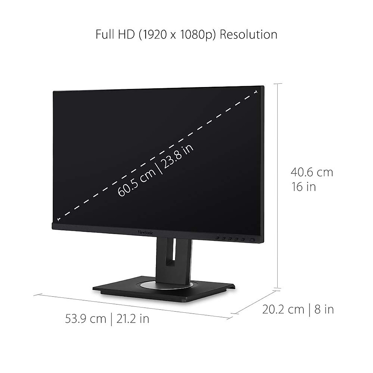 ViewSonic VG2456 24 Inch 1080p Monitor with USB 3.2 Type C Docking Built-in Gigabit Ethernet and 40 Degree Tilt Ergonomics for Home and Office (Renewed)
