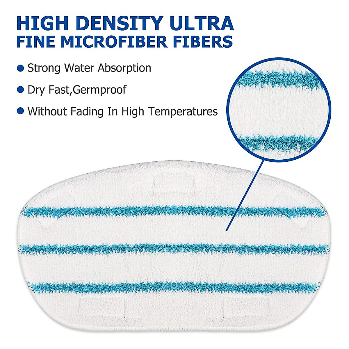 AneCom Replacement Steam Mop Pads Compatible with PurSteam ThermaPro 10-in-1 Steam Mop Washable Reusable Pads (6 Pack)