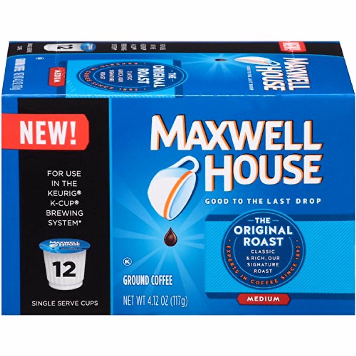 Maxwell House, Single Serve K-Cups, Cafe Collection, Original Roast, 12 Count, 4.12oz Box (Pack of 6)