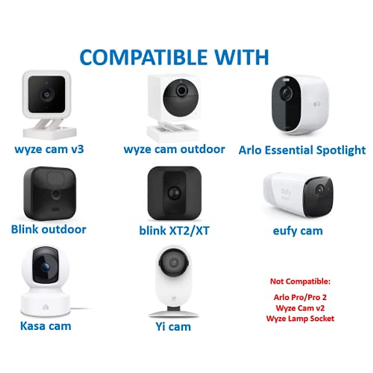 DIANMU 2 Pack 26FT Flat Power Extension Cable for Wyze Cam v3, WyzeCam Outdoor, Blink Outdoor, YI Dome Home Camera, Eufy, Simplisafe, Nest Cam, Arlo Essential, Durable Charging Cable for Security Cam