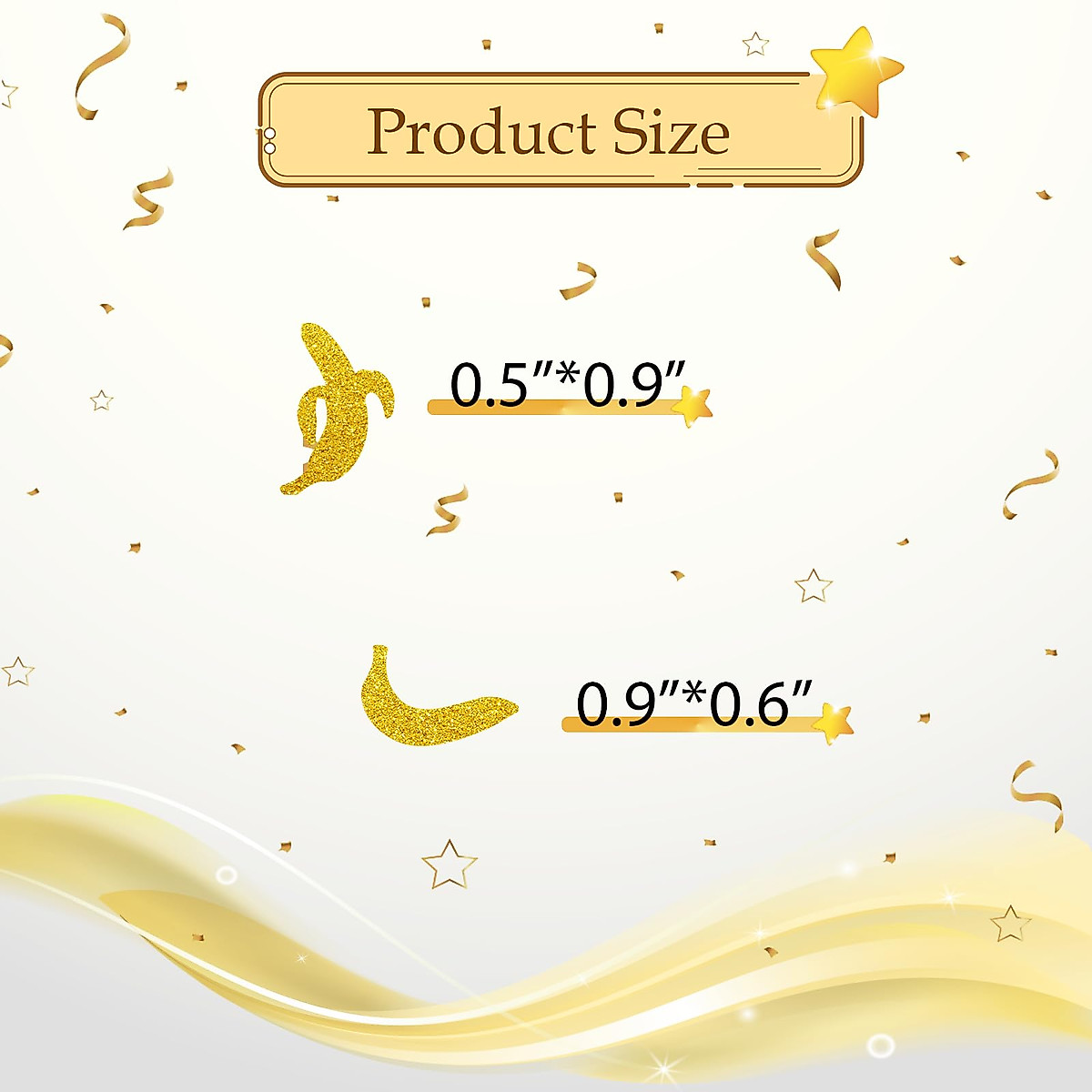 100pcs Banana Confetti, Gold Glitter Banana Table Confetti for Baby Shower, Banana Paper Scatters, First Birthday/Tropical Party Table Decoration