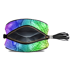 ALAZA Women's Snake Skin Rainbow Color PU Leather Crossbody Bag Shoulder Purse with Tassel