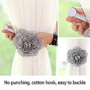 BAMFY Magnetic Curtain Tiebacks, Country Style Flower Strap Bedroom Living Room Outdoor Curtain Tie Backs for Home, Wedding, Balconies (Color : Yellow)