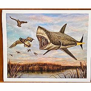 Jet Shark Eating Ducks; Duck Stamp Entry 8x10 Artist Signed Print
