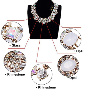 Crystal Rhinestone Statement Necklace, Vintage Chunky Chain Choker Collar Bib Statement Necklace Fashion Costume Jewelry Necklaces for Women