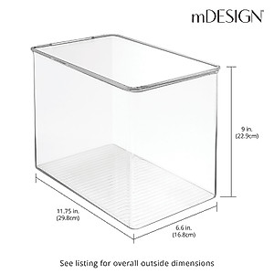 mDesign Stackable Plastic Closet Storage Container Shoebox with Hinge Lid - Individual Transparent Storage Organizer Containers for Shoes - Ligne Collection, Clear
