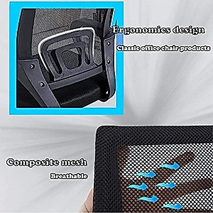 Hkeli, Office Chair Computer Desk Chair Ergonomic Mesh Office with Wheels Back Support Armrest Adjustable Height Rolling Swivel Computer Task Works Chair for Women Men, Black