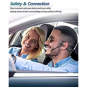 Bone Conduction Headphones with Mic,Bluetooth Headset with Noise-Canceling Boom Microphone, Wireless Headset Waterproof Open Ear Headphones for Trucker Drivers Online Meeting Office Home Business