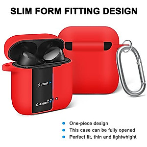 MOLOVA Protective Silicone Case Compatible with Tozo t6, Front LED Visible, Premium Accessory Shockproof tozo t6 Case Cover with Keychain. (Red)