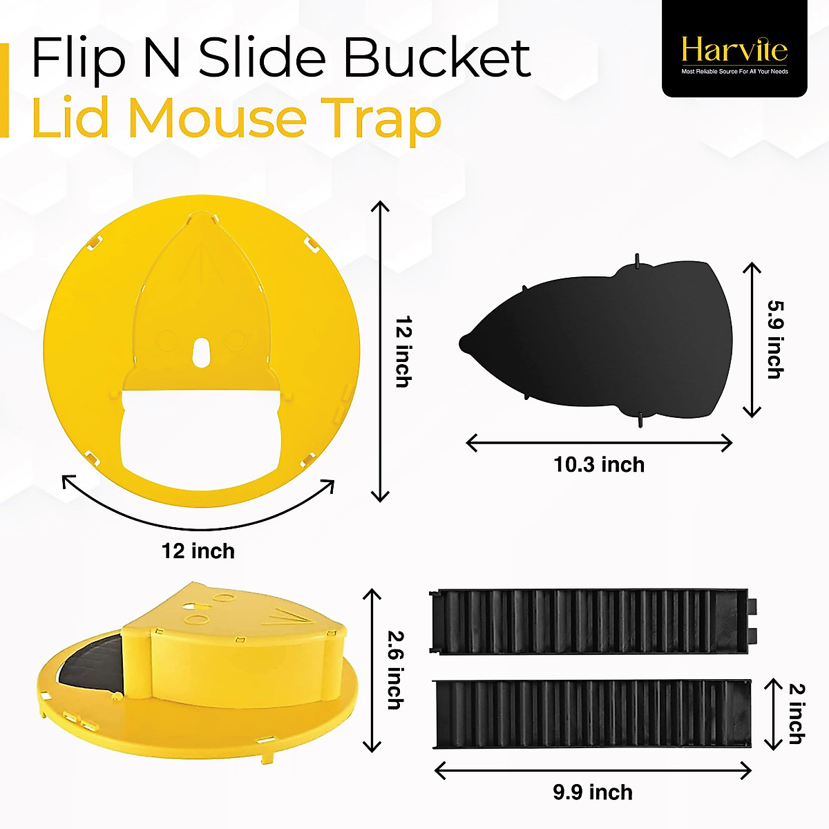 Second Generation, Flip n Slide Bucket Lid Mouse Trap - Indoor Outdoor, 5 Gallon Bucket Compatible, Multi Catch, Auto Reset, Slide Bucket Lid Mouse Rat with Ramp