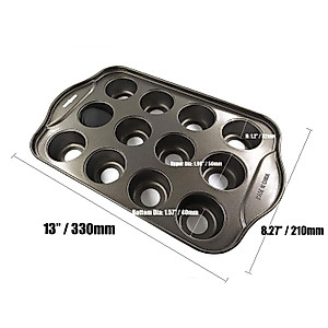 DEVILMAYCARE Removable Bottom Round Mini Muffin Pans 12 Holes Non-stick Cake Mold for Cake Chocolate Egg tart ＆ Others Bake Food